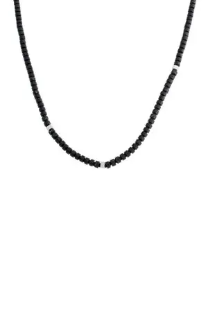 ALLSAINTS Onyx & Sterling Silver Beaded Collar Necklace