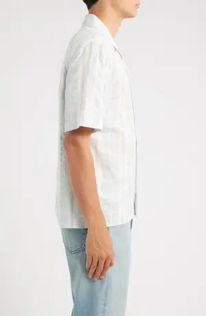 WAX LONDON Didicot Stripe Cotton Seersucker Camp Shirt