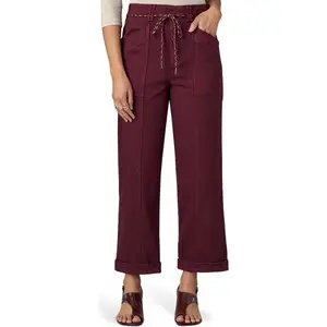 Wit & Wisdom Ultra Skyrise High Waist Relaxed Stretch Cotton Pants - Zinfandel