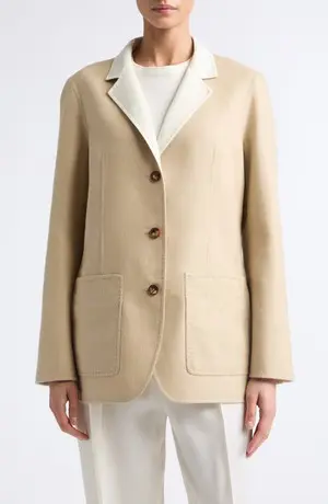 Lafayette 148 New York Patch Pocket Reversible Wool & Silk Blazer