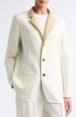 Lafayette 148 New York Patch Pocket Reversible Wool & Silk Blazer