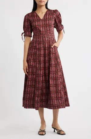 CECE DUPRAZ Balloon Sleeve Midi Dress - Rich Black