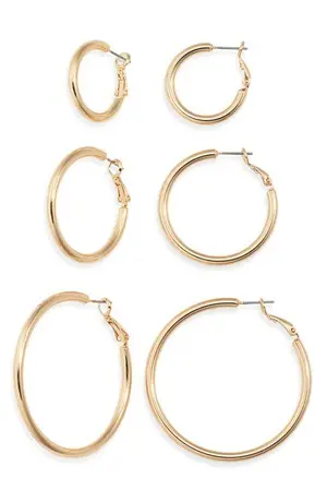 Nordstrom Set Of 3 Medium Essential Hoop Earrings - Gold