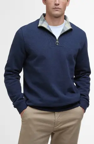 Barbour Nelson Cotton Half Zip Sweatshirt Navy Marl