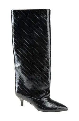 KENNETH COLE Brisbane Kitten Heel Pointed Toe Knee High Boot - Black