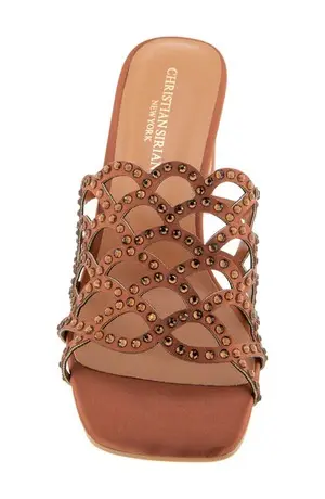 Christian Siriano Francez" Square Toe Embellished Sandal - Brown