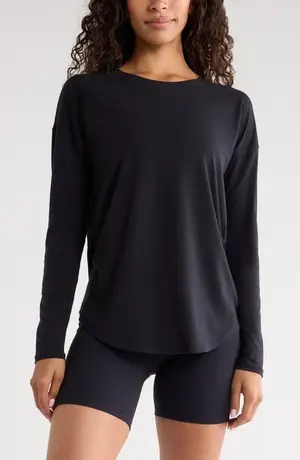 Zella Breathe Long Sleeve Performance T-shirt - Black