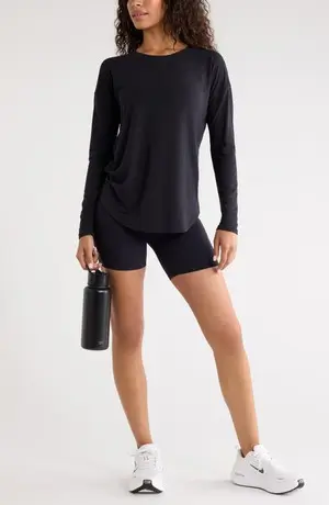 Zella Breathe Long Sleeve Performance T-shirt - Black