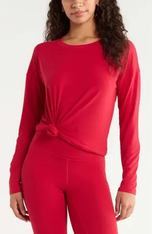 Zella Breathe Long Sleeve Performance T-shirt - Red Jester