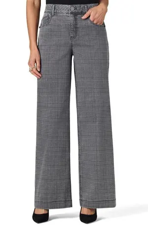 Wit & Wisdom Sam Plaid High Waist Wide Leg Jeans - Grey Multi