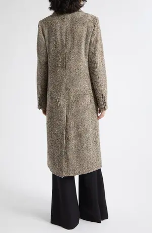 REISS Kai Check Wool Blend Bouclé Coat - Brown Check