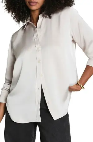 Spanx Long Sleeve Button-up Shirt Birch