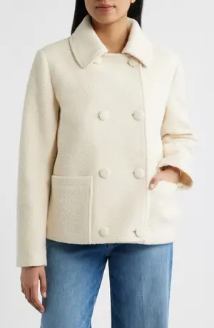 Bernardo Short Bouclé Coat - Cream