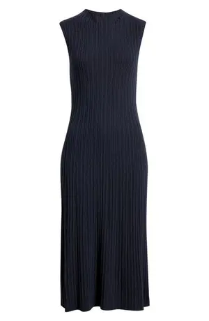 Theory Regal Mock Neck Sleeveless Merino Wool Rib Dress