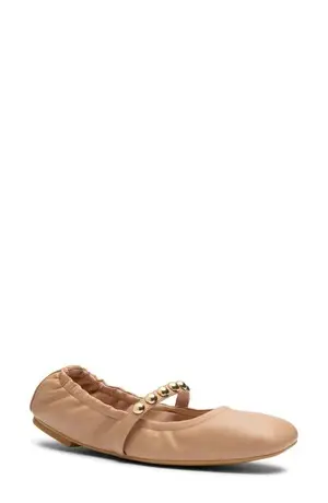 STUART WEITZMAN Goldie Stud Ballet Flat - Adobe Nappa