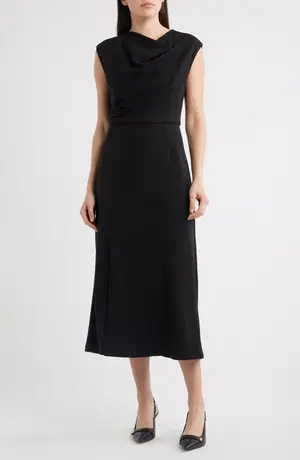 Julia Jordan Cowl Neck Midi Dress - Black