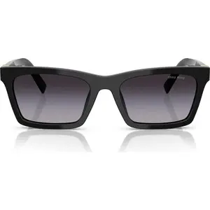 Miu Miu 55mm Gradient Rectangular Sunglasses - Black/grey Gradient