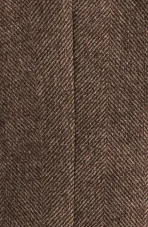 Donna Karan New York Herringbone Wool Double Breasted Coat - Chocolate