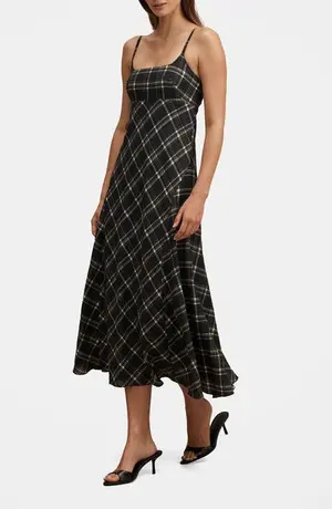 EVER NEW Harley Check Godet Midi Dress