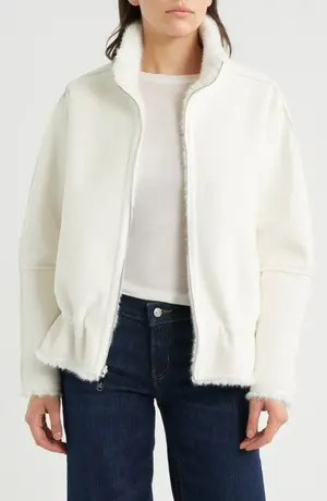 Sam Edelman Reversible Faux Fur Peplum Jacket - Cream