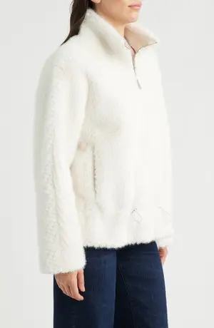 Sam Edelman Reversible Faux Fur Peplum Jacket - Cream