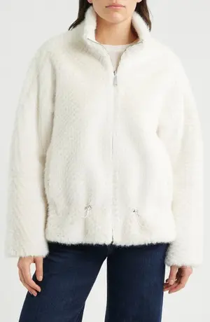 Sam Edelman Reversible Faux Fur Peplum Jacket - Cream