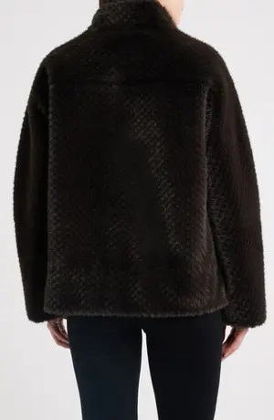 Sam Edelman Reversible Peplum Faux Fur Jacket - Dark Brown