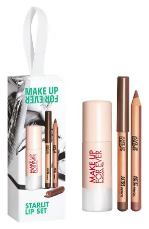 MAKE UP FOR EVER Starlit Lip Set $51 Value - Walnut/brown/clear