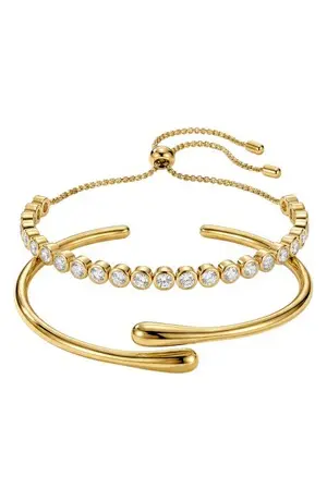 Argento Vivo Bezel Tennis Bracelet Set - Gold