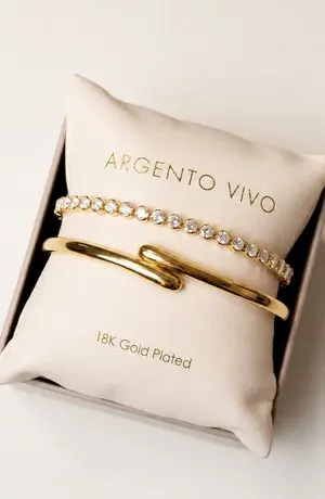 Argento Vivo Bezel Tennis Bracelet Set