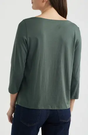 Eileen Fisher Bateau Neck Jersey Top - Everglade