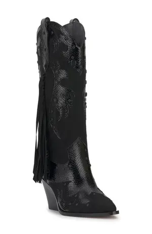 Jessica Simpson Piarin Pointed Toe Western Boot Black
