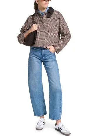 LEVI'S Corduroy Collar Houndstooth Plaid Short Mac Jacket