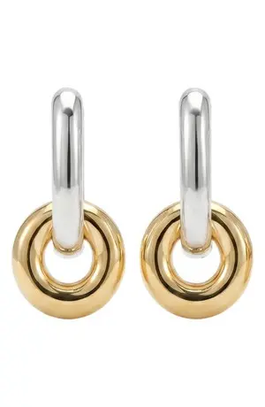 Argento Vivo Two-tone Drop Hoop Link Earrings - Two Tone