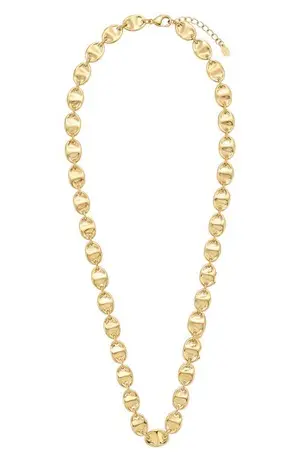Argento Vivo Hammered Link Chain Necklace - Gold