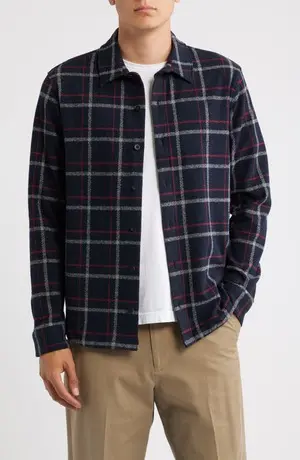 Vince Continental Plaid Flannel Button-up Shirt - Black Combo