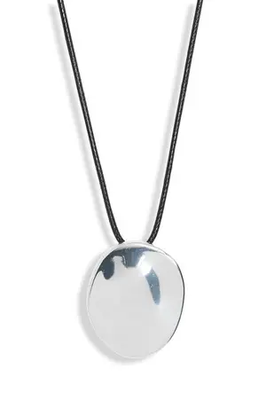 Argento Vivo Hammered Oval Pendant Necklace - Silver