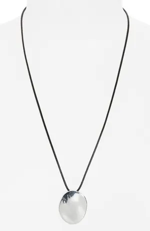 Argento Vivo Hammered Oval Pendant Necklace - Silver