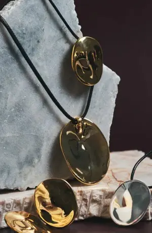 Argento Vivo Hammered Oval Pendant Necklace - Silver