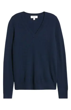 Nordstrom Nordstrom V-Neck Cashmere Sweater Navy Night