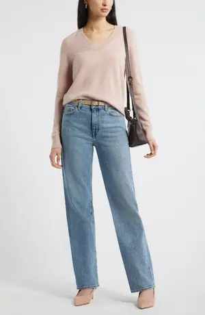 Nordstrom V-neck Cashmere Sweater - Pink Adobe
