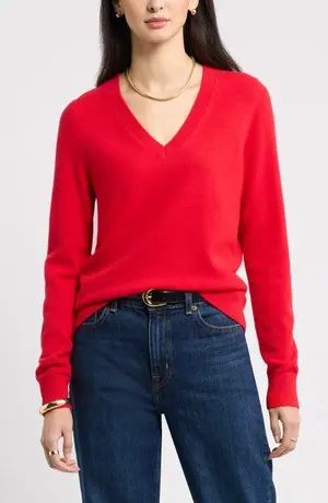 Nordstrom V-neck Cashmere Sweater - Red Celebration