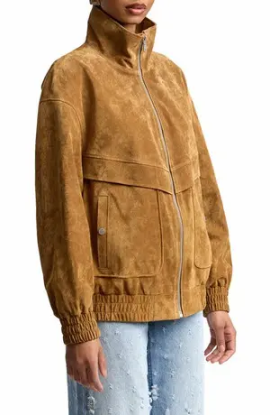 Avec Les Filles Oversize Suede Zip Jacket