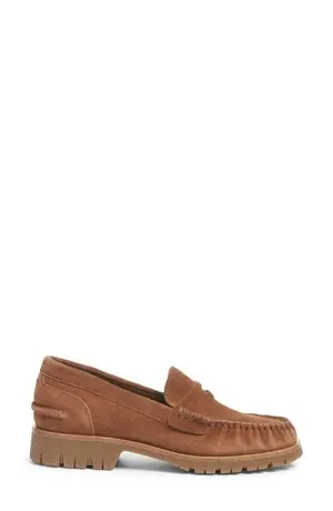 Rag & Bone Corey Lug Sole Penny Loafer - Umber Suede