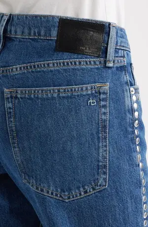 Rag & Bone Saige Studded Low Rise Relaxed Straight Leg Jeans