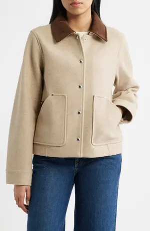 Sam Edelman Corduroy Trim Jacket - Wheat