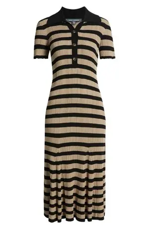 Julia Jordan Stripe Ribbed Midi Sweater Dress With Collar