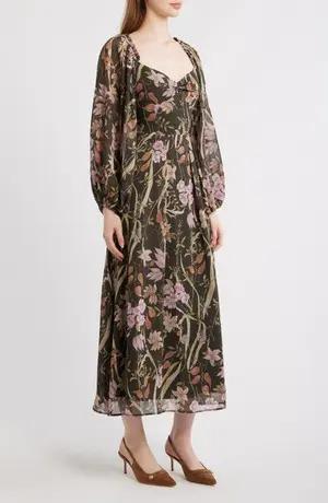 EN SAISON Floral Long Sleeve Chiffon Maxi Dress