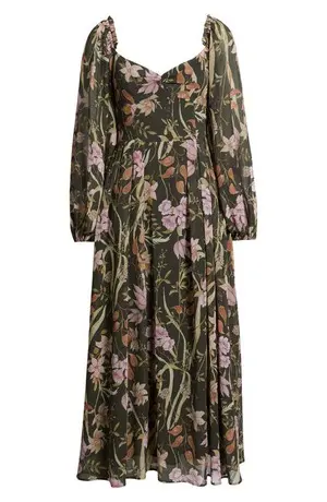 EN SAISON Floral Long Sleeve Chiffon Maxi Dress