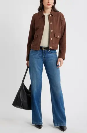 Caslon Button Front Suede Jacket
